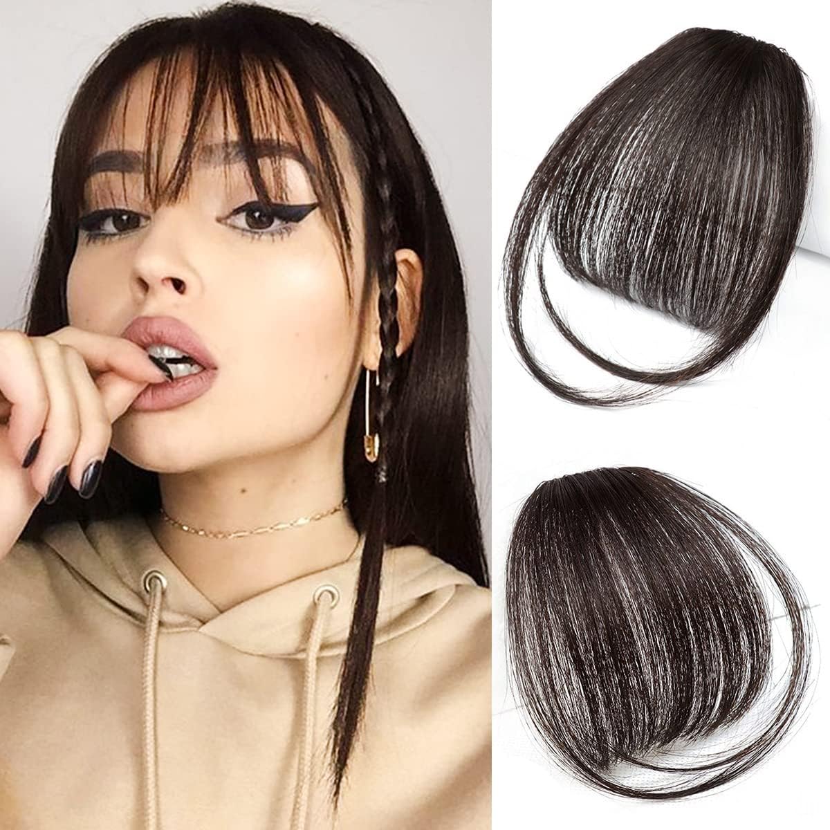 Amazon.com : BOGSEA Bangs Hair Clip in Bangs Real Human Hair French ...