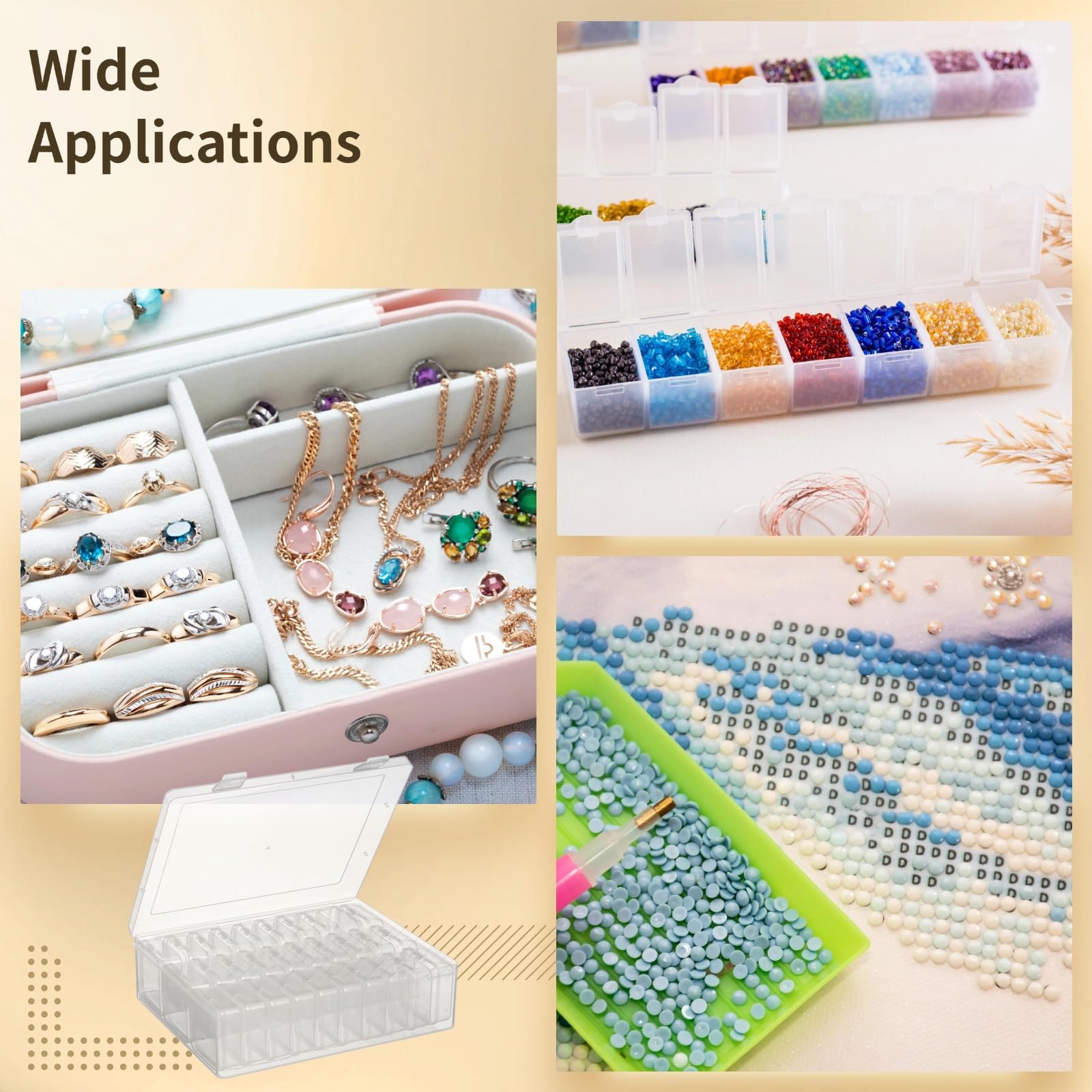 36 Compartment Box 120-Piece Bead Organizer Kit – 4 Clear Storage Boxes ...