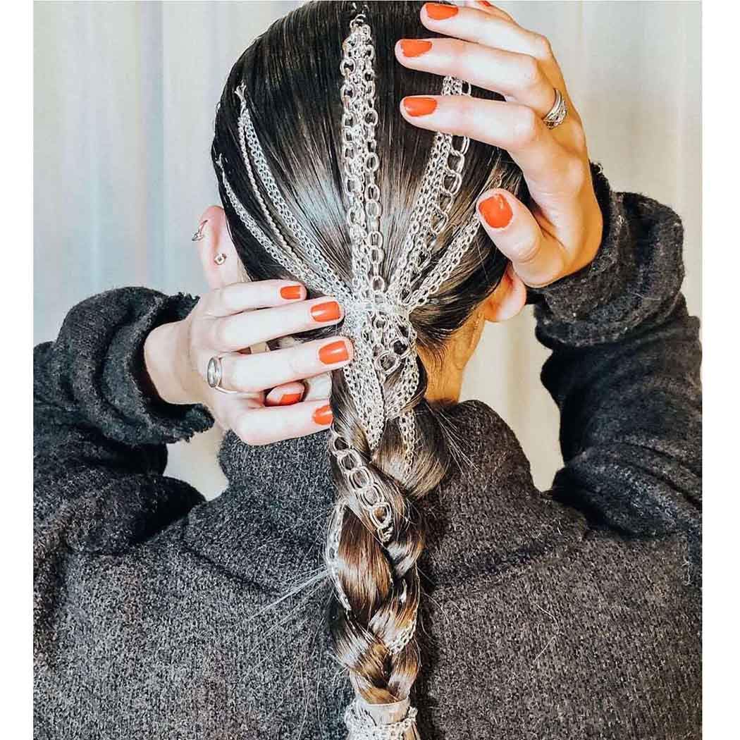 Amazon.com : Campsis Punk Multi Strand Hair Extension Chains Silver ...