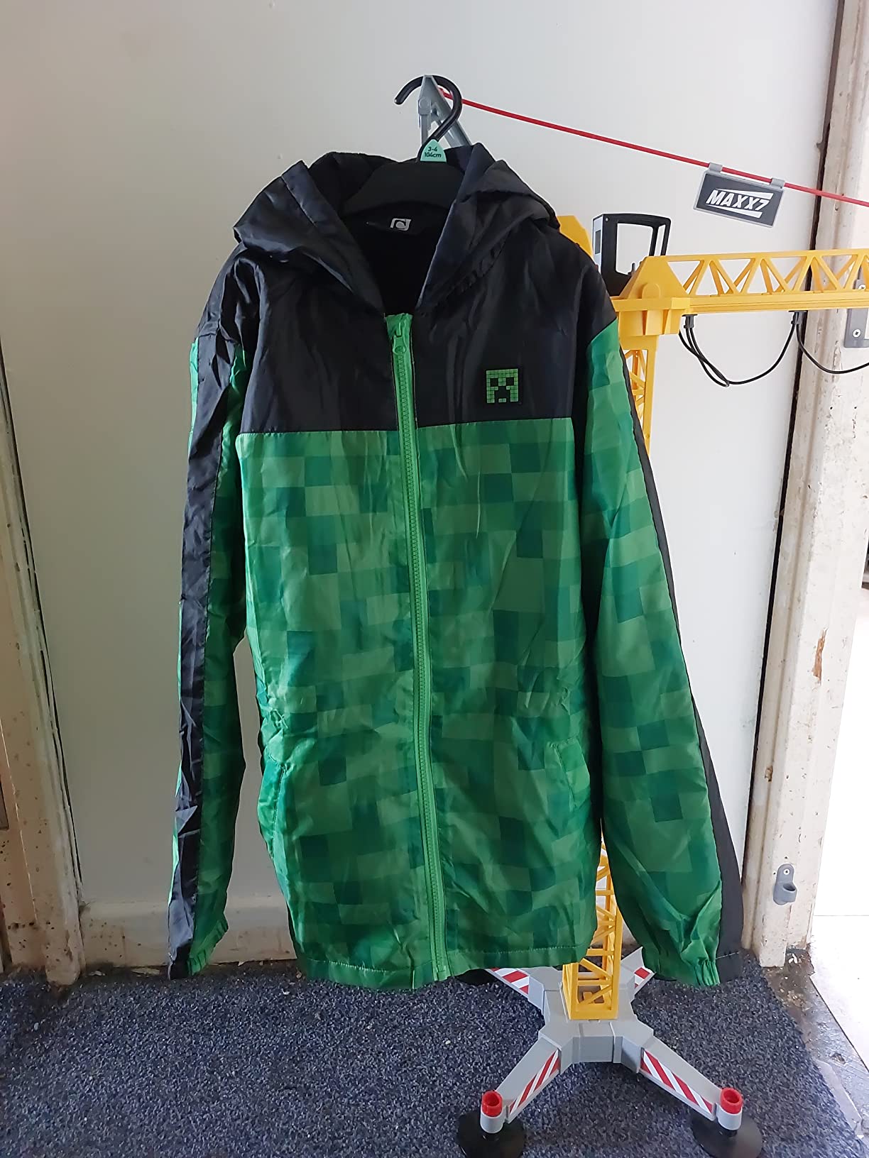 Minecraft Boys Jacket | Creeper Waterproof Hoodie Fleece Lined Raincoat ...