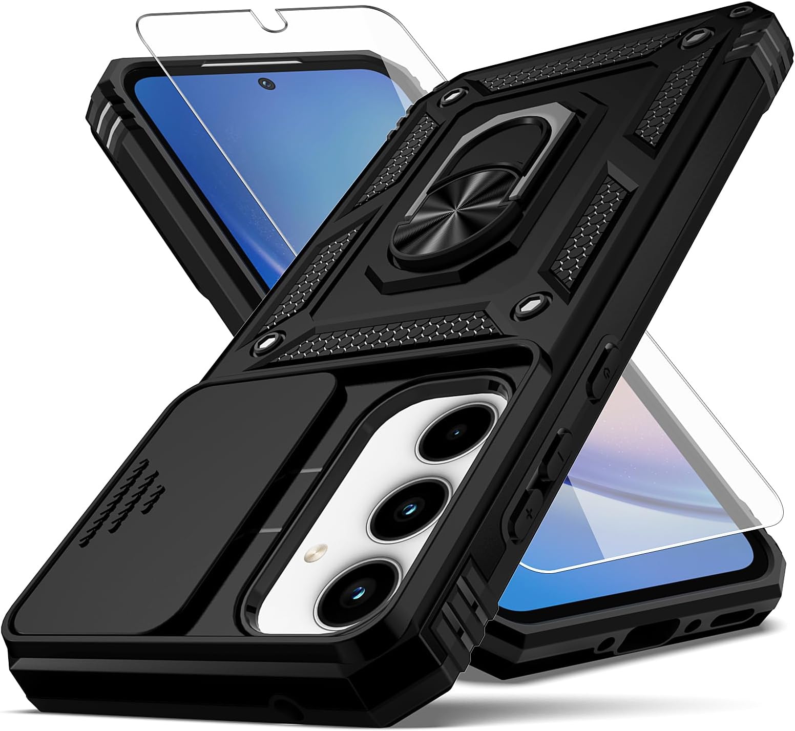 Amazon.com: for Galaxy A36 5G Phone Case,with Camera Lens Cover HD Screen Protector,[Military ...