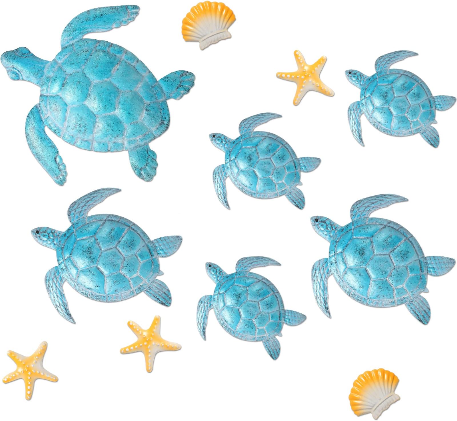 Amazon.com: Gulfmew 11 Pcs Metal Sea Turtle Wall Decorations Blue ...