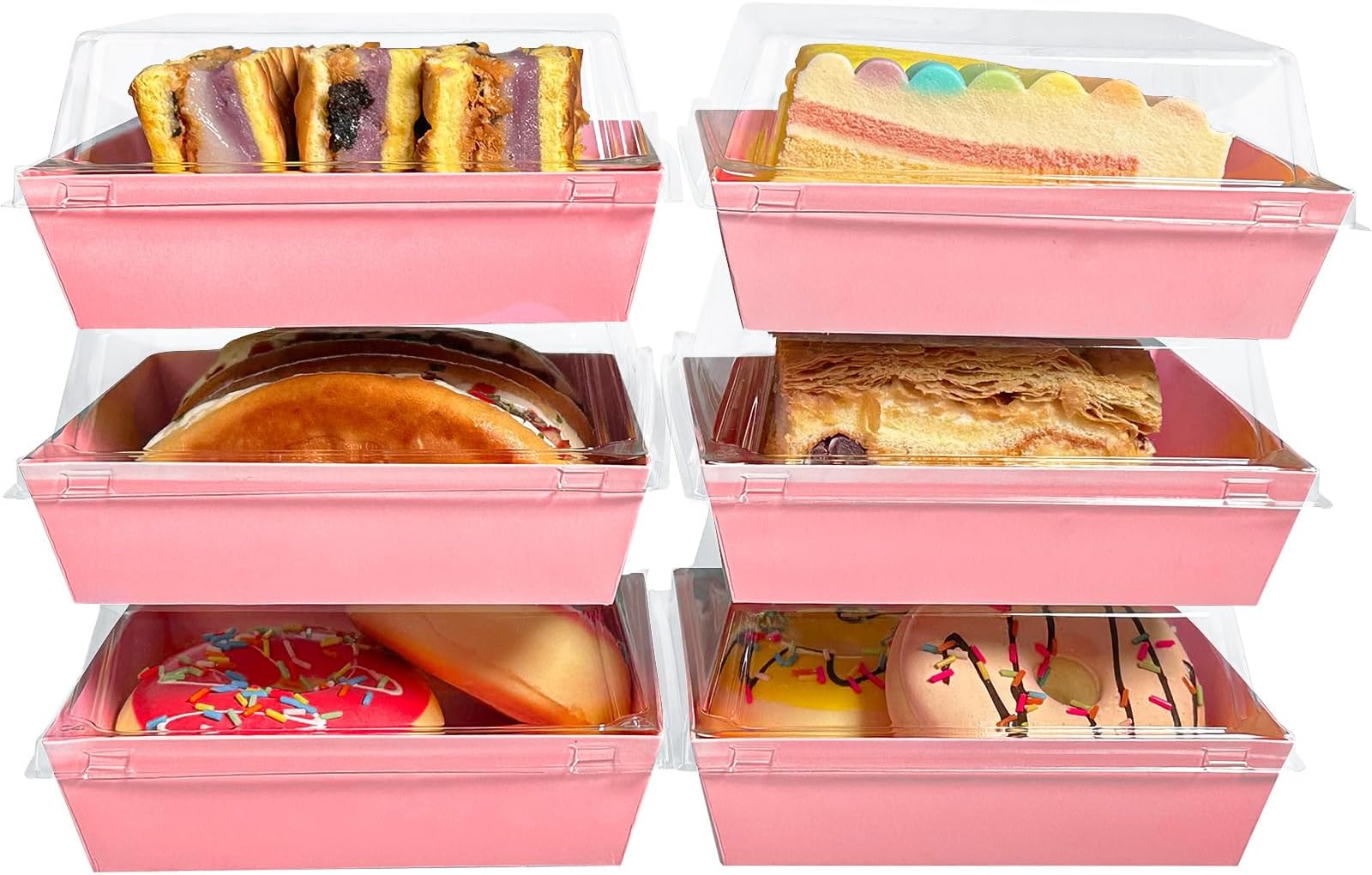 Amazon.com: 30-PACK Pink 7.4inch Square Charcuterie Box with Clear ...