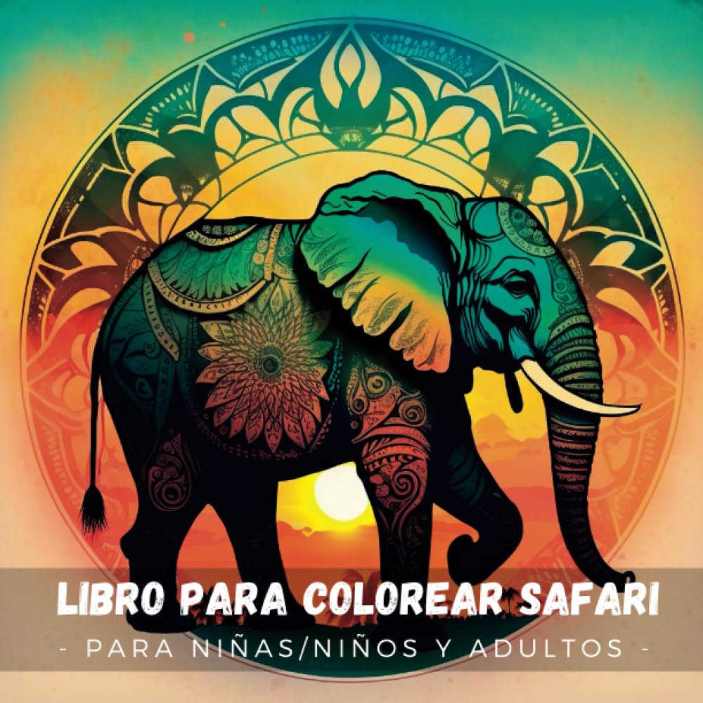 Libro de colorear con 44 mandalas de animales de safari para niños y ...