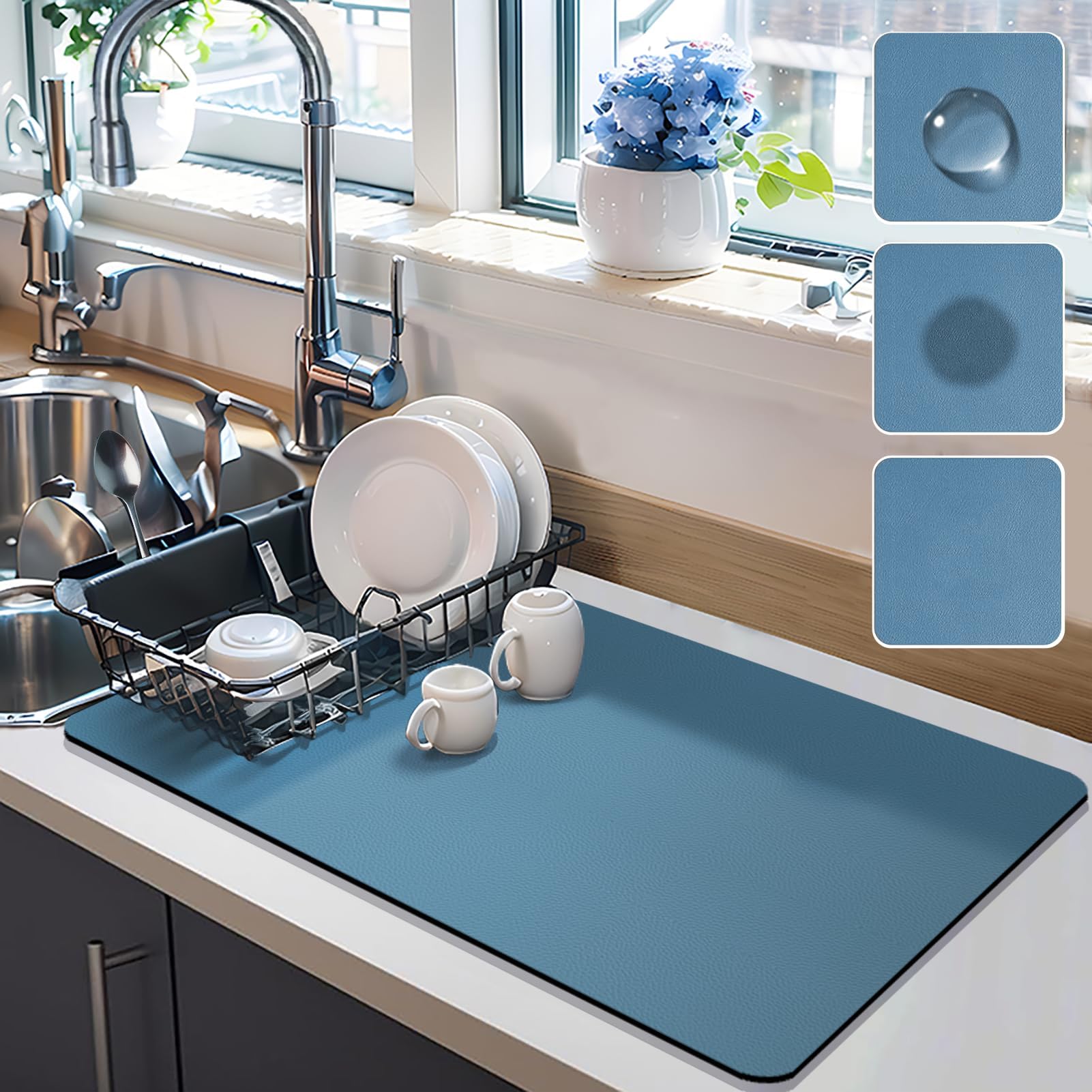 Amazon.com: Dish Drying Mat for Kitchen Counter, 16"x24" Super ...