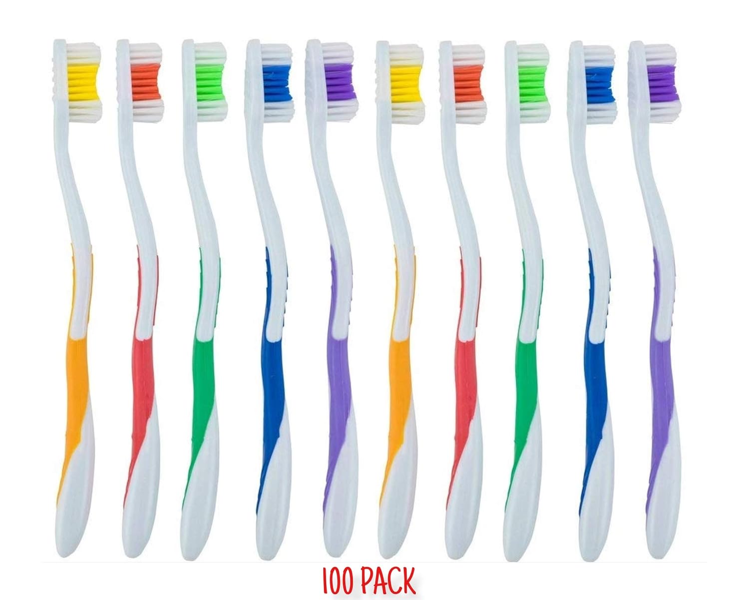 Amazon.com : 100 Pack Toothbrushes Individually Wrapped Standard Medium ...