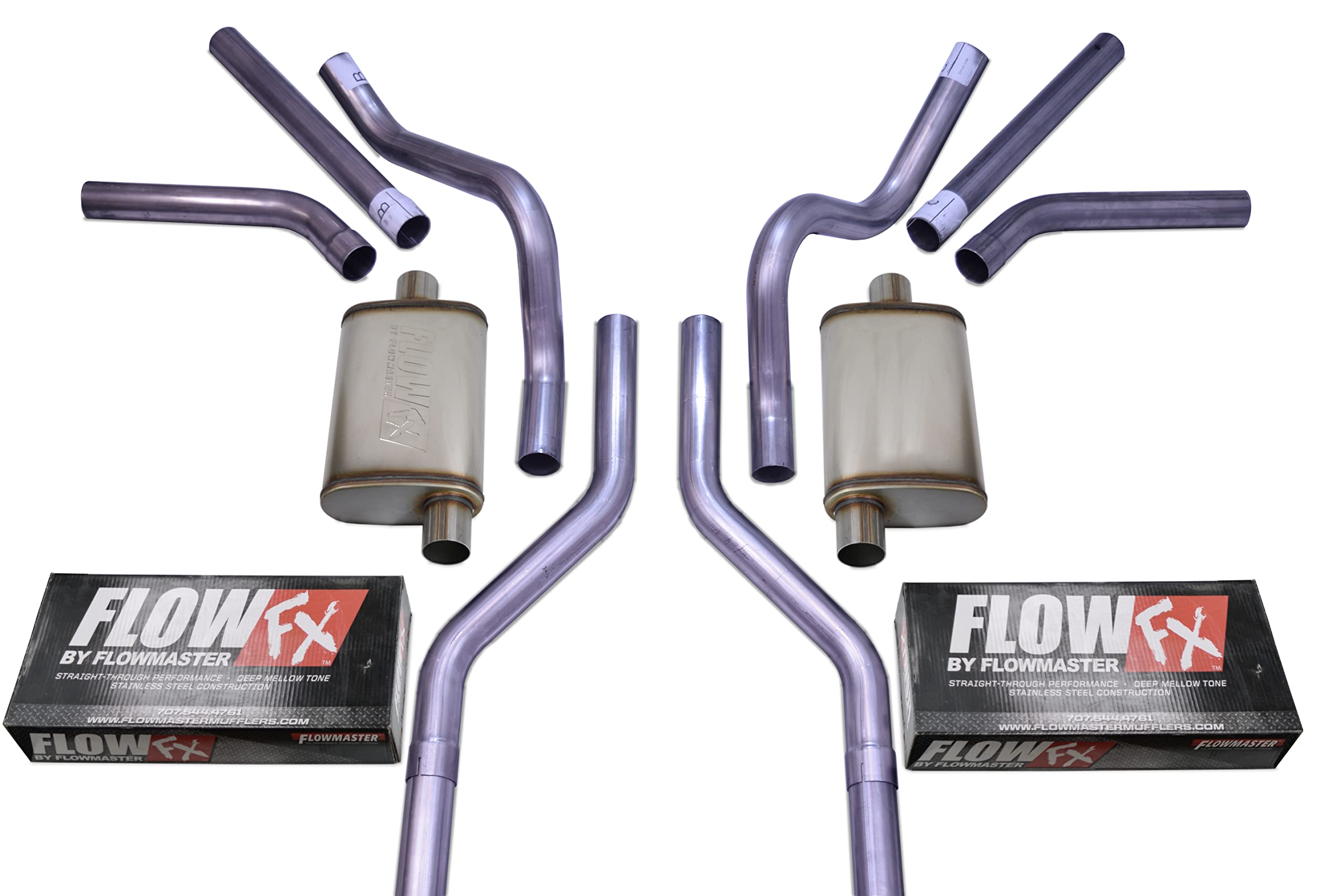 Amazon.com: Truck Exhaust Kits 2.5" Dual Exhaust Kit with Flowmaster ...