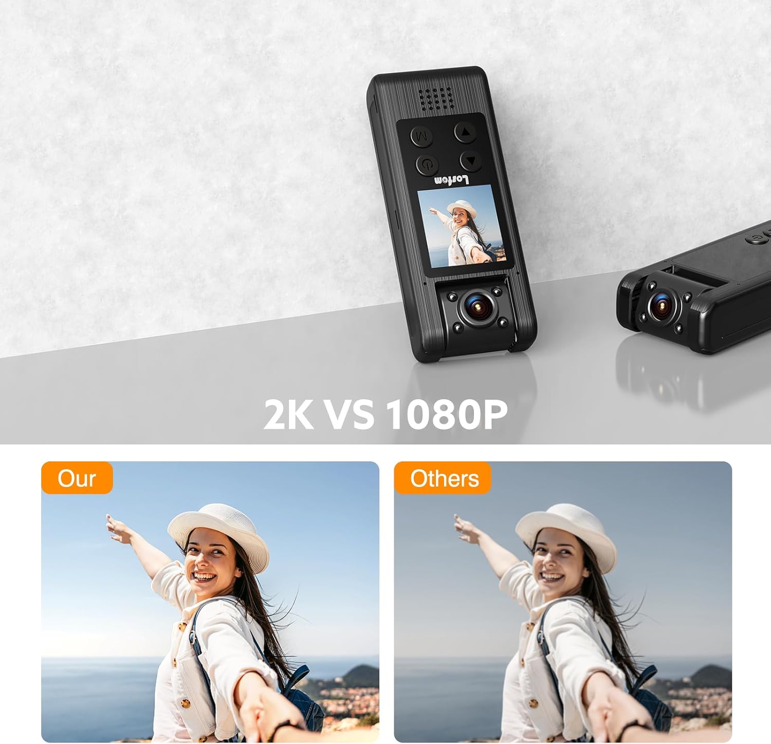 Losfom Z07 2K 64GB Body Worn Camera, 1440P HD Cámara corporal con lente giratoria, cámara ...