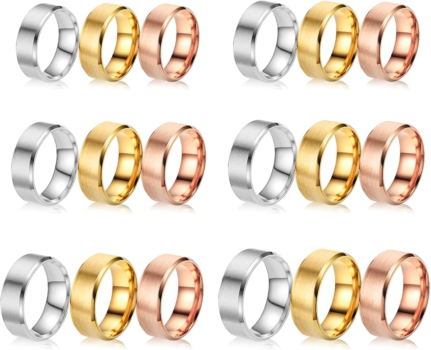 Amazon.com: 18PCS Stainless Steel Blank Core Ring 8mm Plain Inlay ...