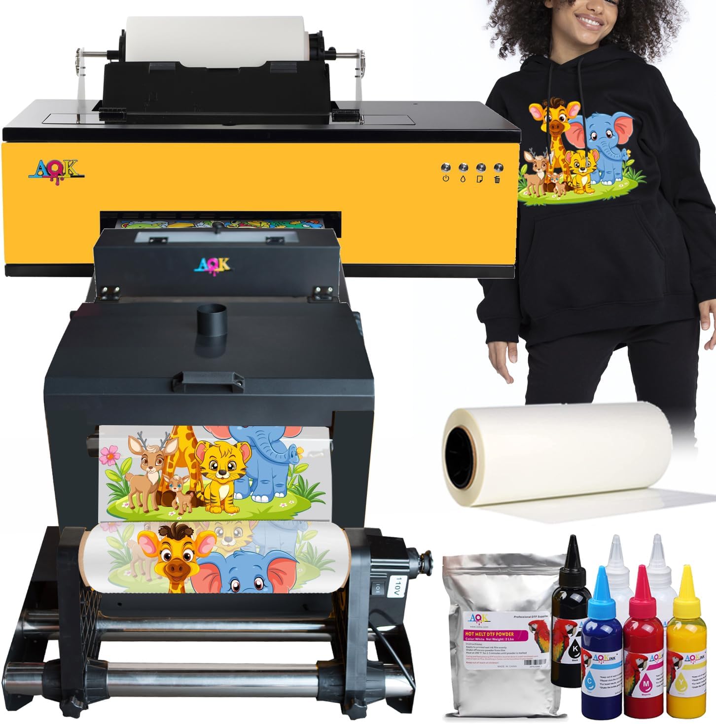 Amazon.com: A3+ L1800 DTF Printer/Roll Feeder+AUTO Powder Shaker Dryer ...