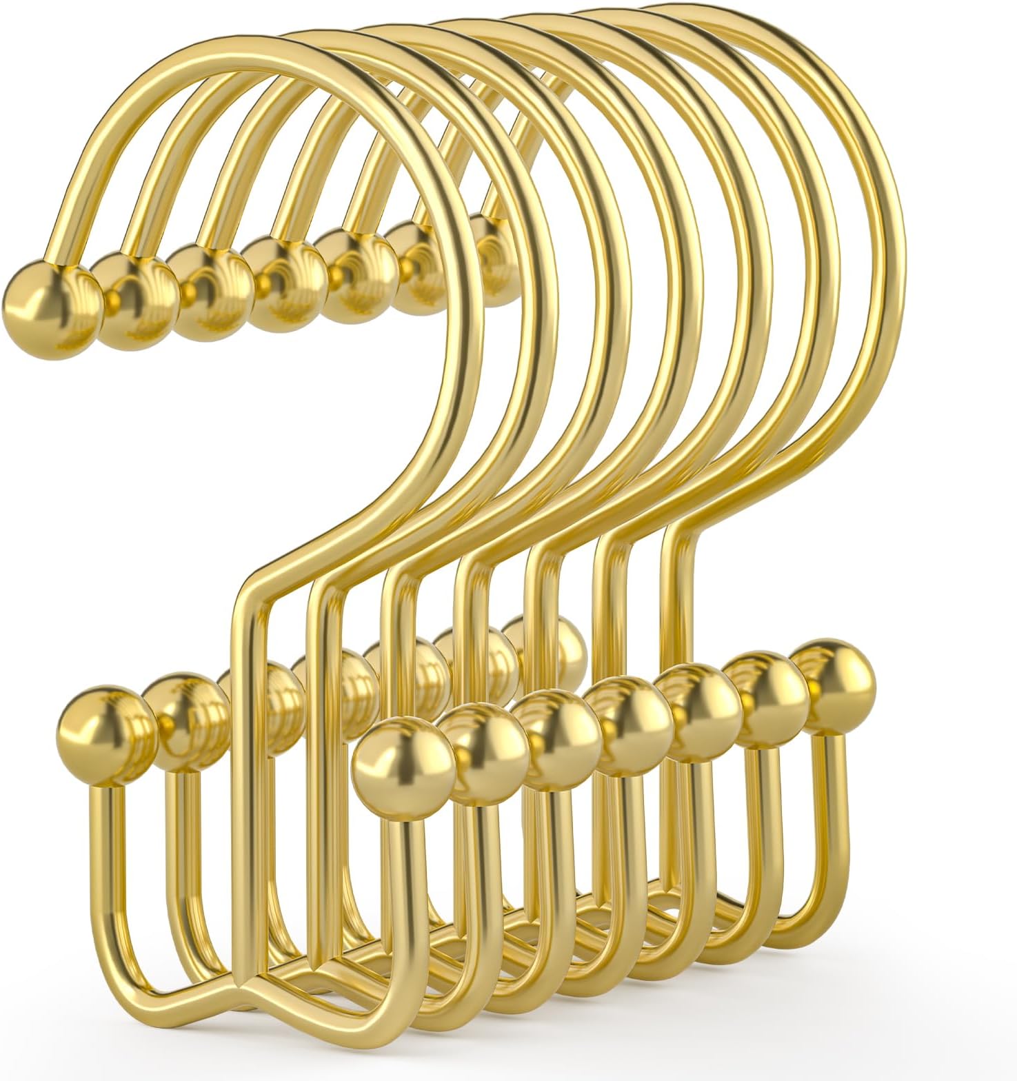 Amazon.com: TOAOB Gold Shower Curtain Hooks 12pcs Double Glide Shower ...