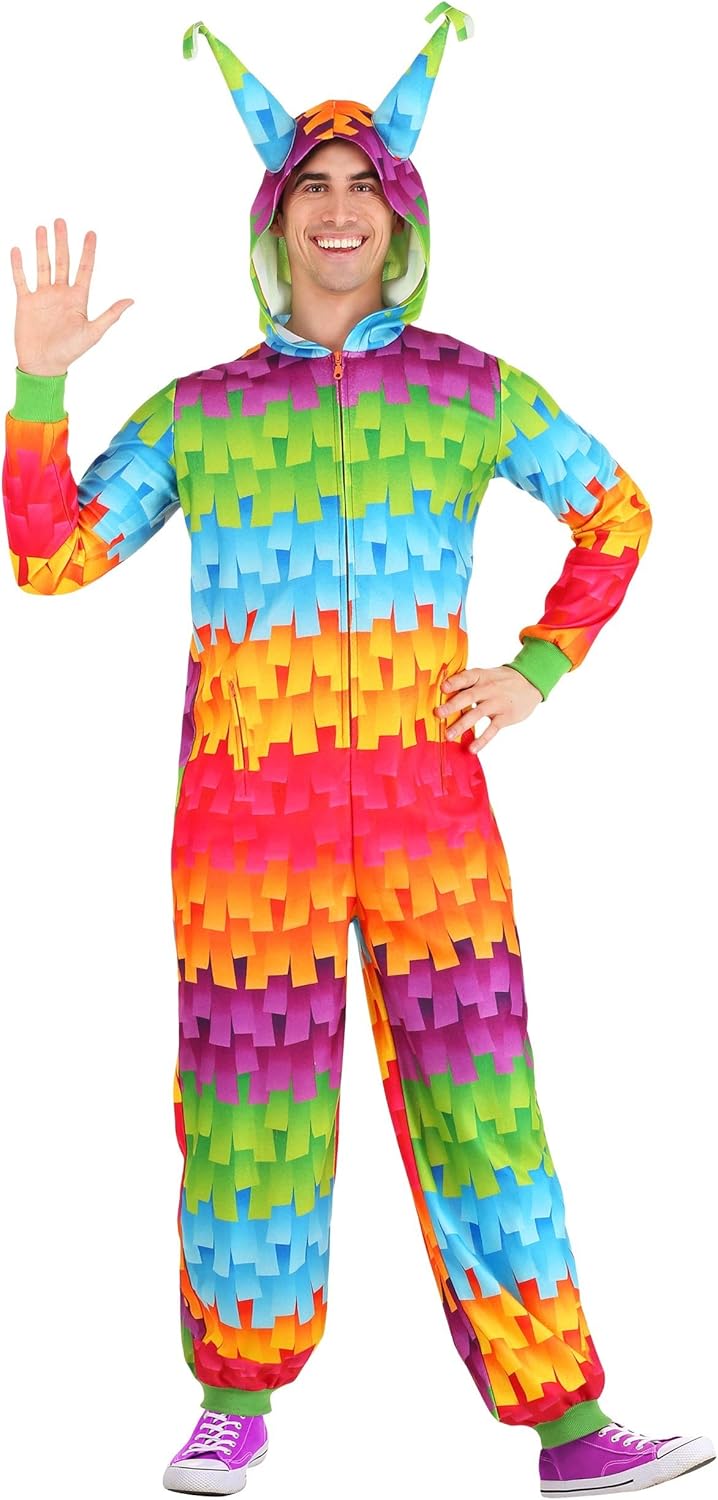 Amazon.com: Adult Party Pinata Costume jumpsuit - Multicolored Minky ...