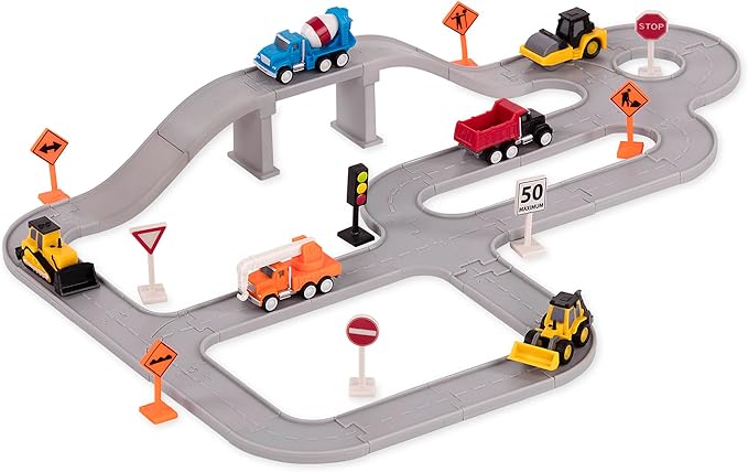 Driven by Battat – 57-Pieces Construction Toy Playset with 6 Mini Cars ...