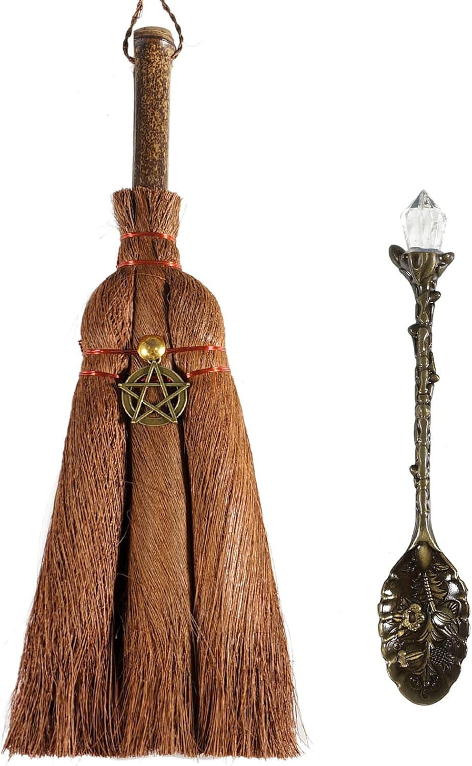 Amazon.com: Soulnioi 9.4" Witch Altar Broom Miniature Pentagram Wicca ...