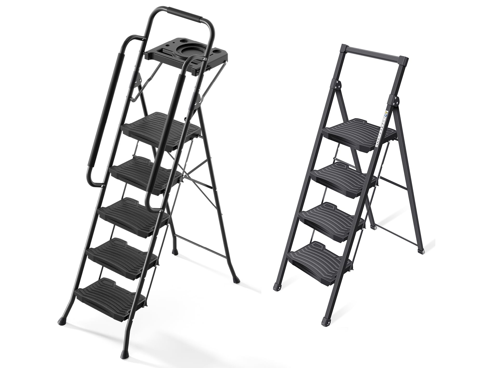 KINGRACK 5-Step Ladder with Platform，4-Step Ladder, Sturdy and Foldable ...