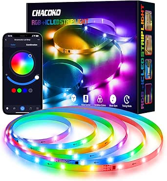 CHACOKO Ruban LED RGB avec IC 10M avec Effet arc-en-Ciel Étanche IP65 ...