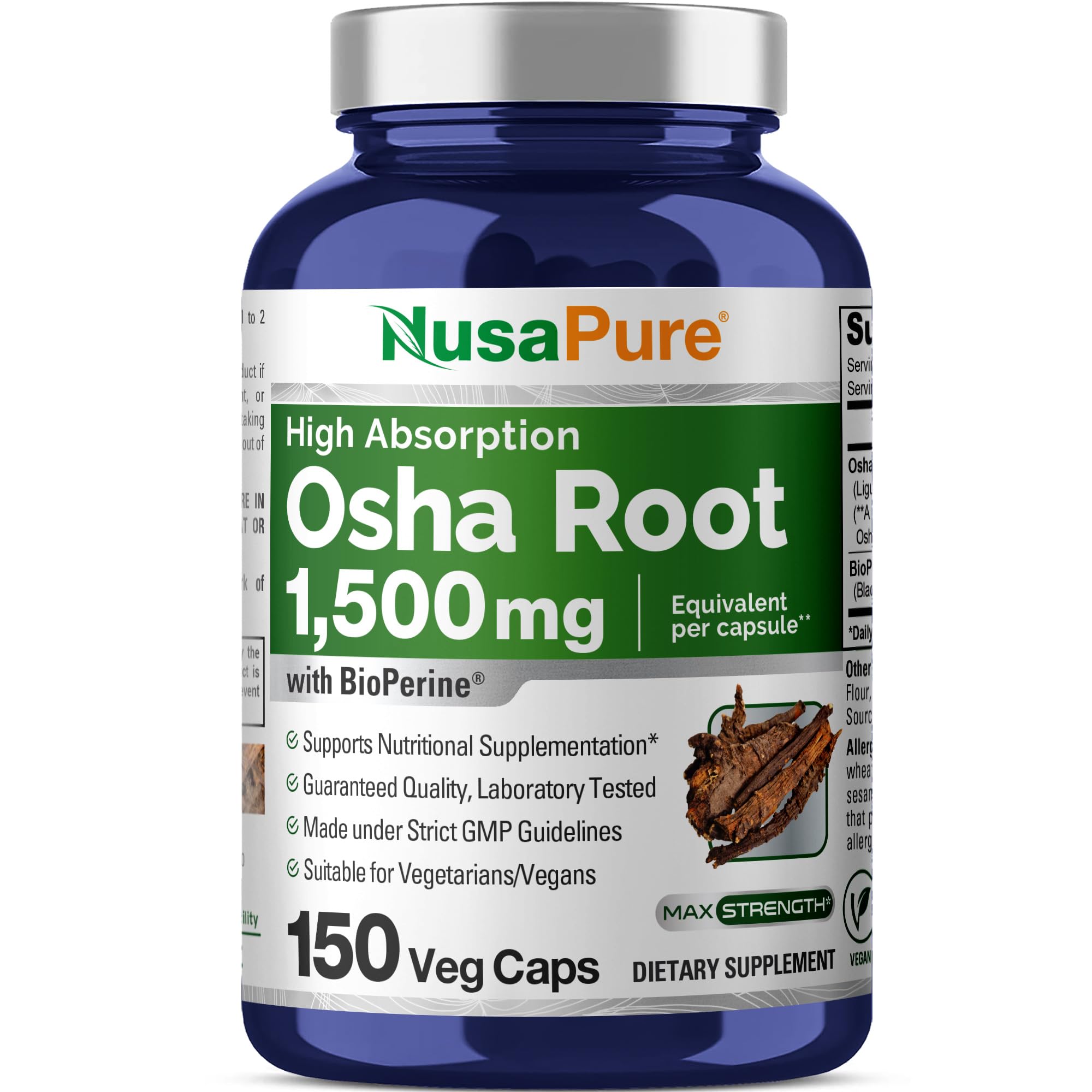 Amazon.com: NusaPure OSHA Root Extract 1500 mg per Vegan Caps - 150 ...