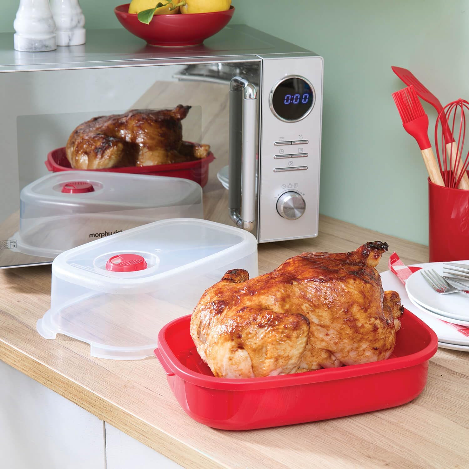 Microwave Tasty Roaster Tray | Roast Chicken Steam Fish Vegetables ...