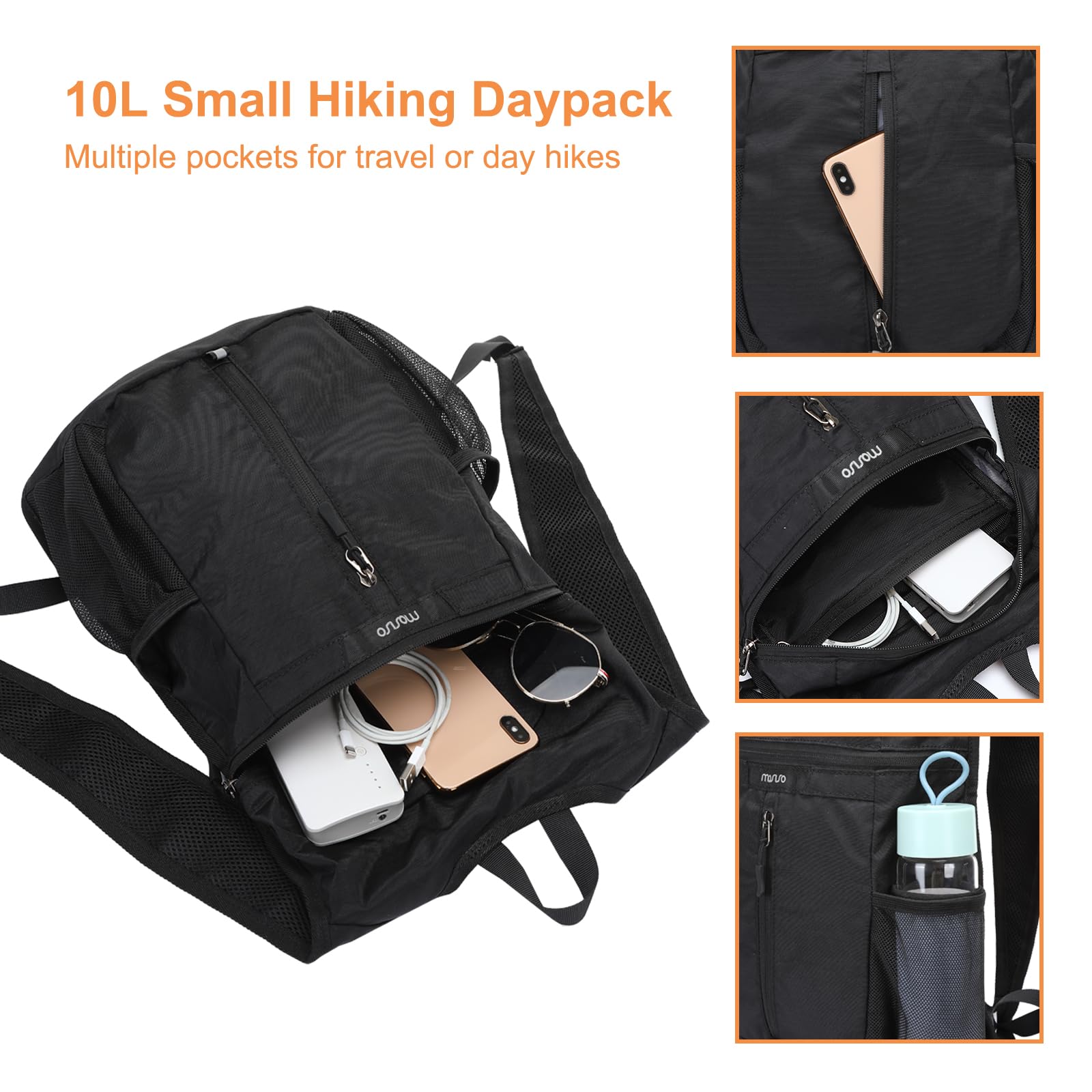 Snapklik.com : MOSISO 15L Lightweight Hiking Daypack Small Packable ...