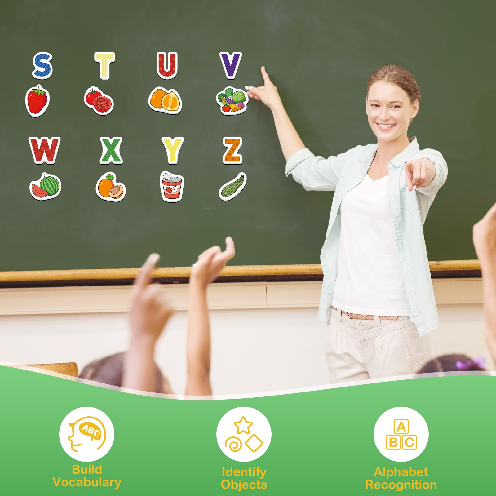 Snapklik.com : Magnetic Letters And Foods,52 Foam Objects,Refrigerator ...