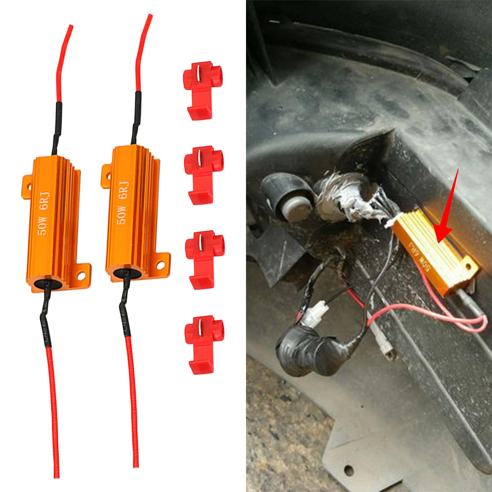 Amazon.com: Kutyun 2Pcs 50W 6ohm Load Resistors, Fix LED Bulb Fast ...