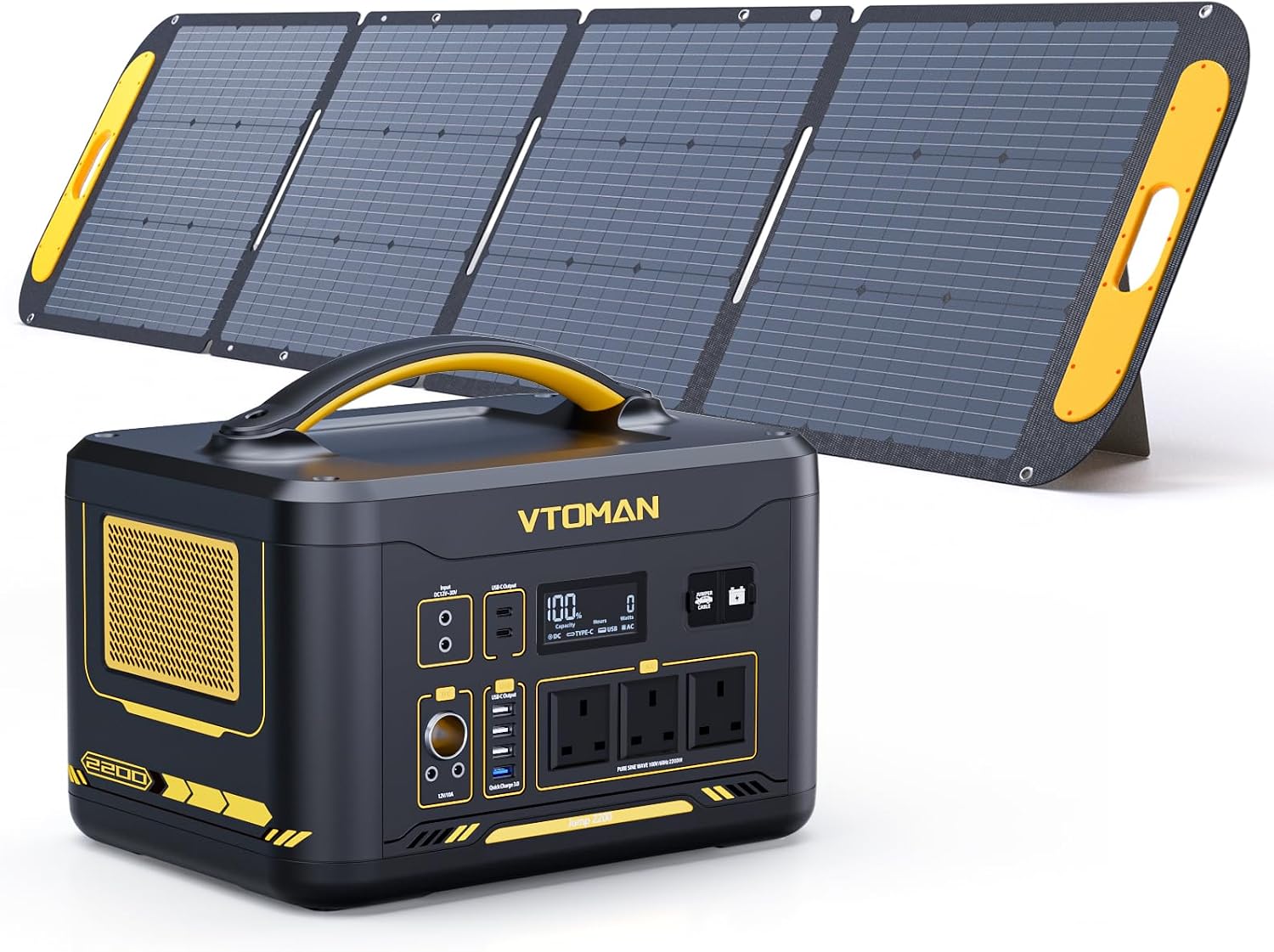 VTOMAN Jump 2200 Portable Power Station with 220W Solar Panel - 2200W ...