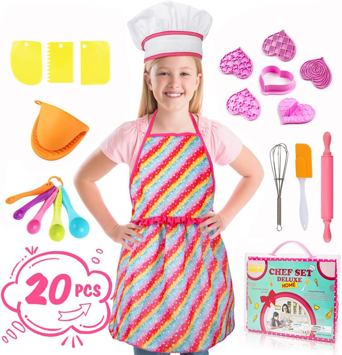 Amazon.com: kkmon Kids Cooking and Baking Set for Girls - 20 Pcs Kids ...