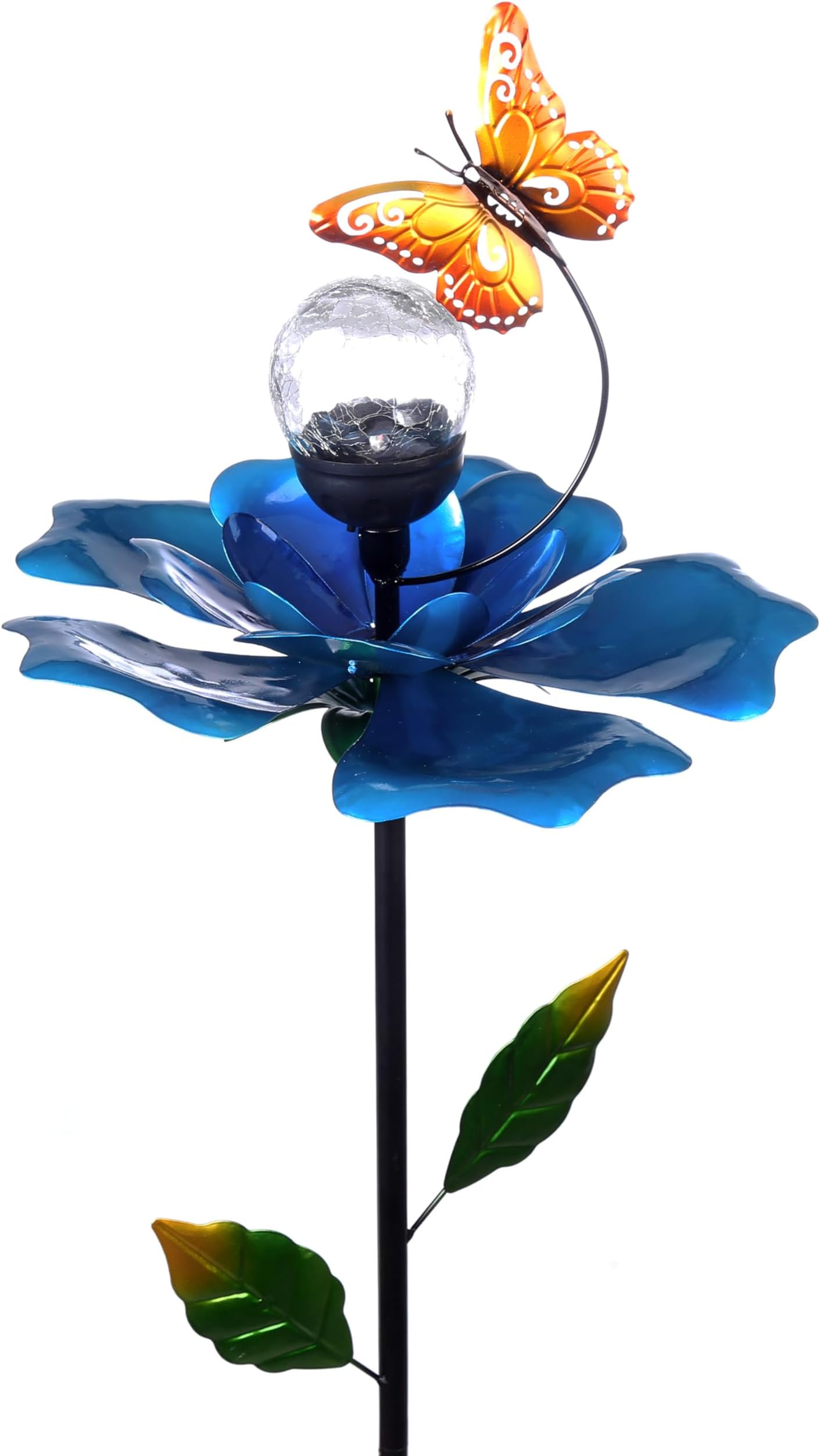 Amazon.com: Violet-Blue LED Solar Powered Glass Ball Windmill Garden ...
