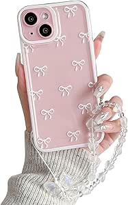 Amazon.com: NITITOP Compatible with iPhone 15 Case Cute Clear Durable Ribbon Bow Knot Pattern ...