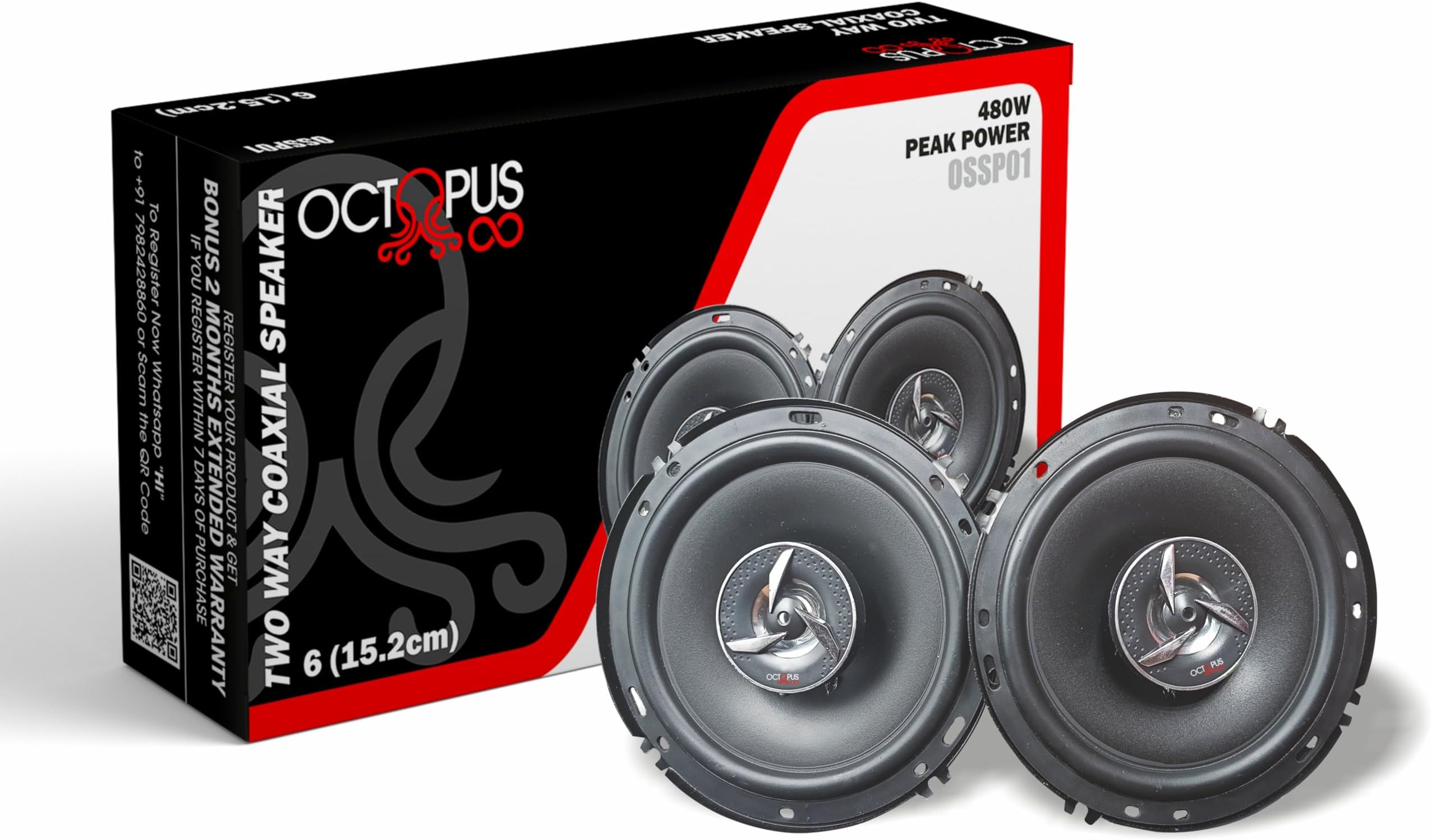 OCTOPUS8 6 inches Two Way Coaxial 480 Watt High Bass Speaker for Car ...