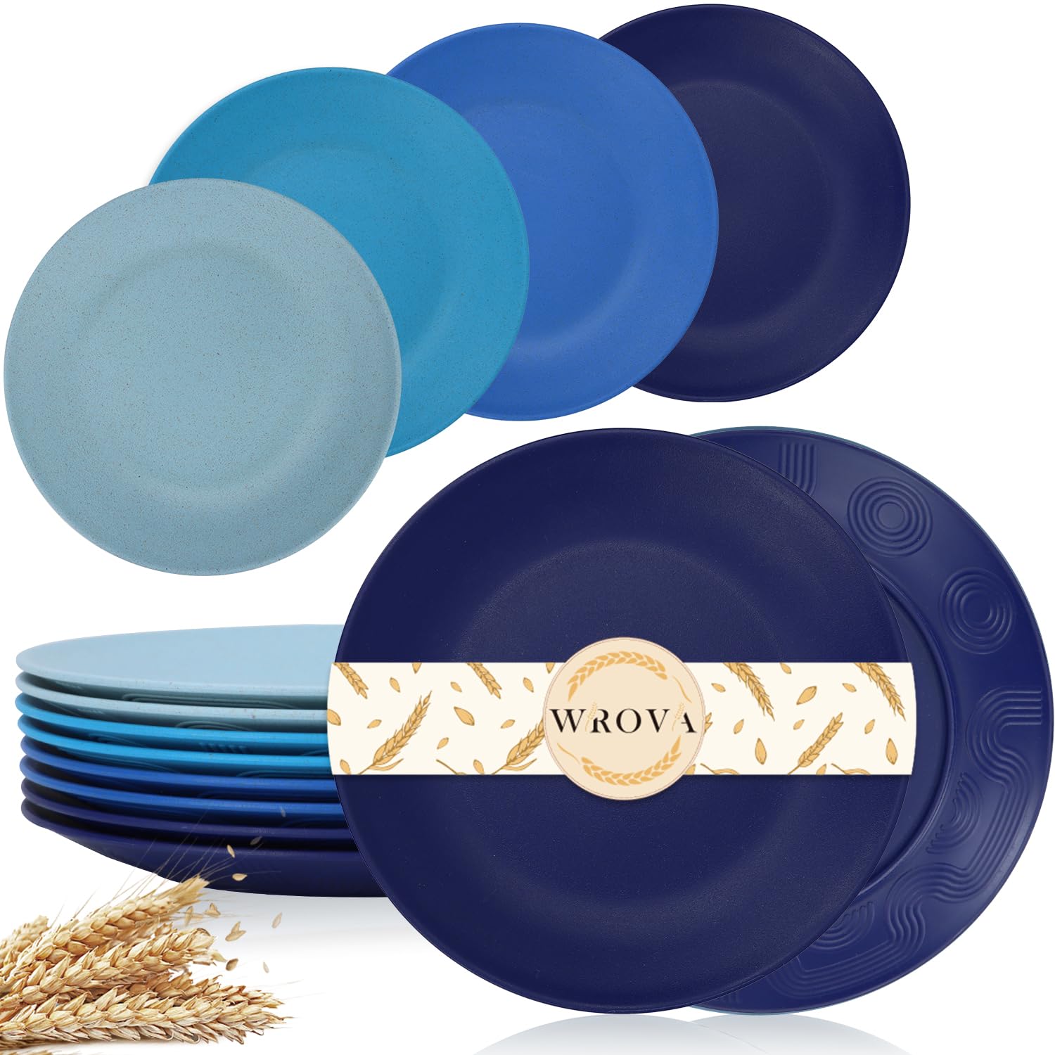 Amazon.com | Wrova Wheat Straw Dinner Plates 10 Inch Unbreakable Set of ...