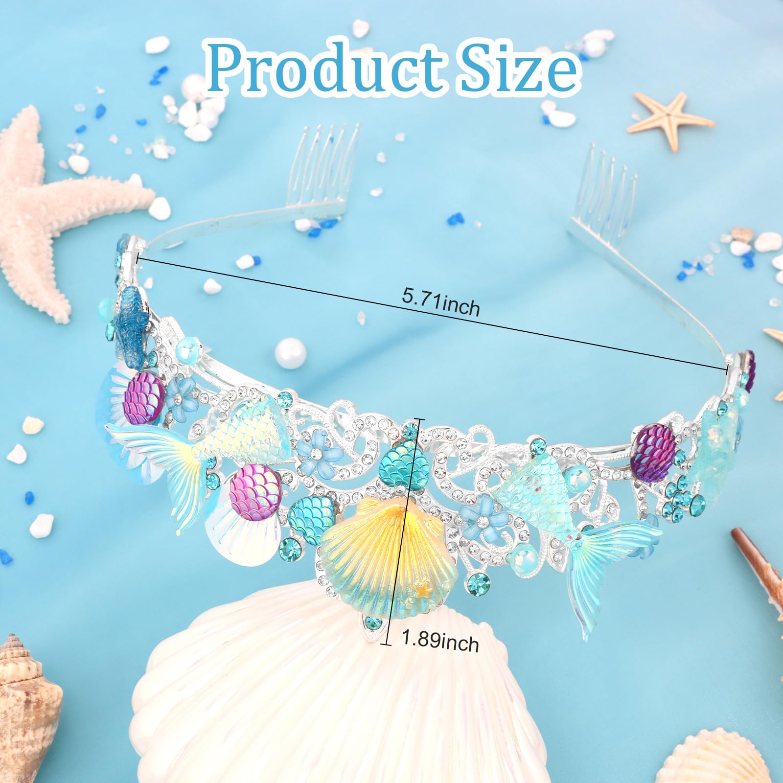Snapklik.com : Mermaid Crown Blue Shell Tiara For Mermaid Costume ...
