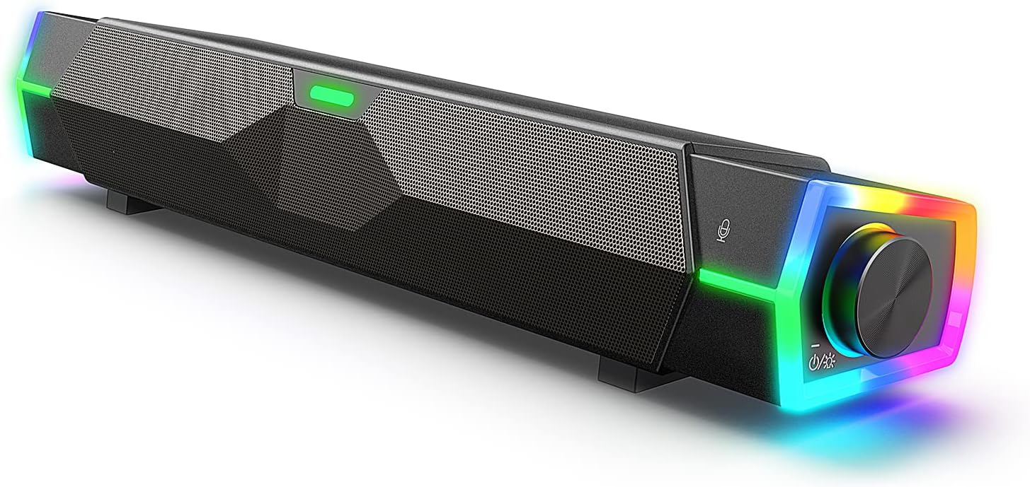 Uythumidid PC Lautsprecher mit Mikrofon, Dynamisches RGB Bluetooth ...