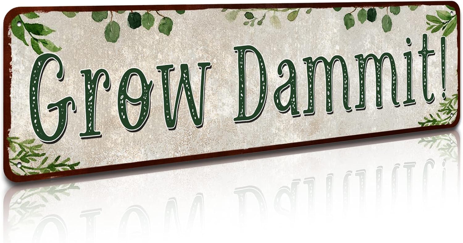 Amazon.com : SOYAVE Grow Dammit! Garden Sign Mom Plaque Gardening Signs ...