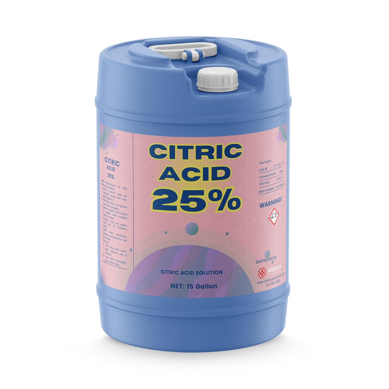 Citric Acid 25% Solution - 15 Gallon Drum for Large-Scale Food ...