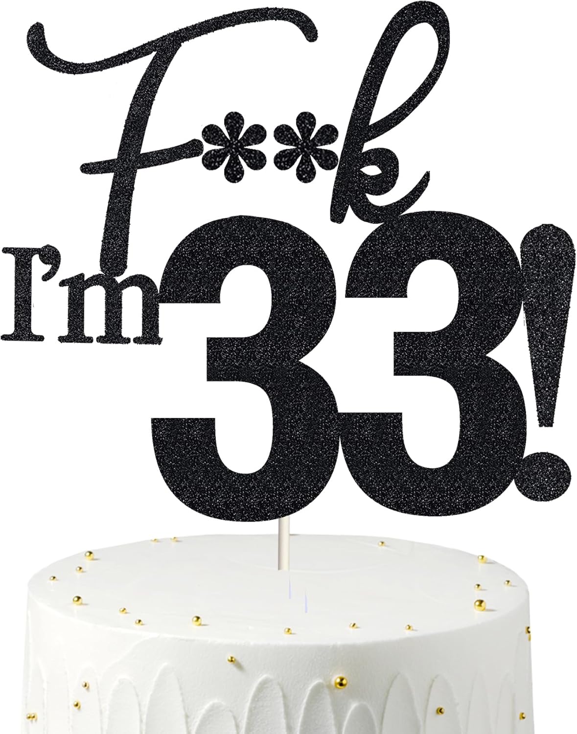 Amazon.com: 33 Cake Toppers, 33 Birthday Cake Toppers-Black Glitter ...