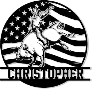 Amazon.com: Personalized Rodeo Metal Sign, Bull Riding Hanging Sign ...