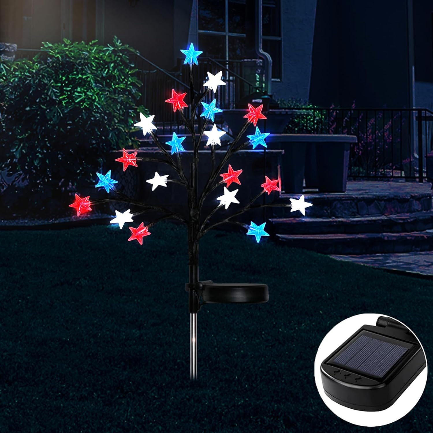 4th of July Decorations Outdoor Solar Lights Patriotic Decorations ...