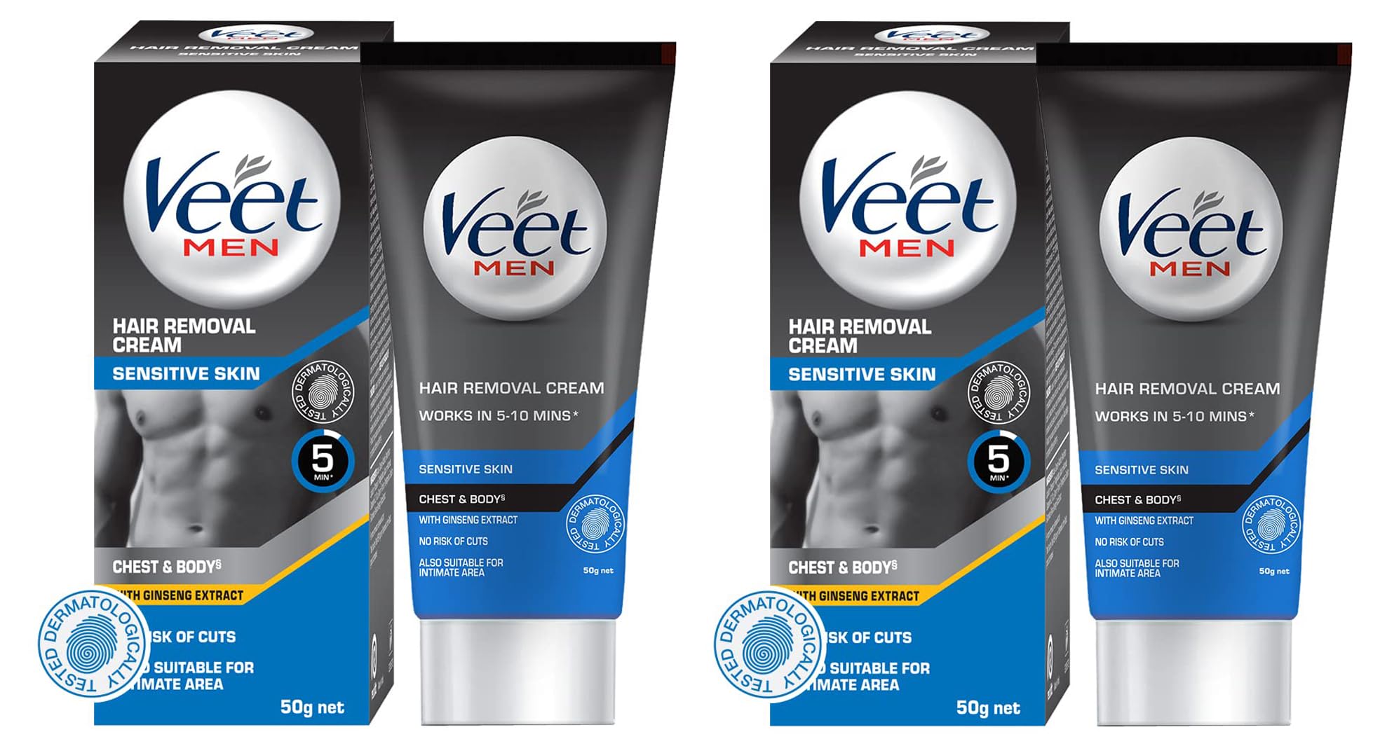 Veet Hair Removal Cream for Men, Sensitive Skin - 50g (Pack of 2 ...