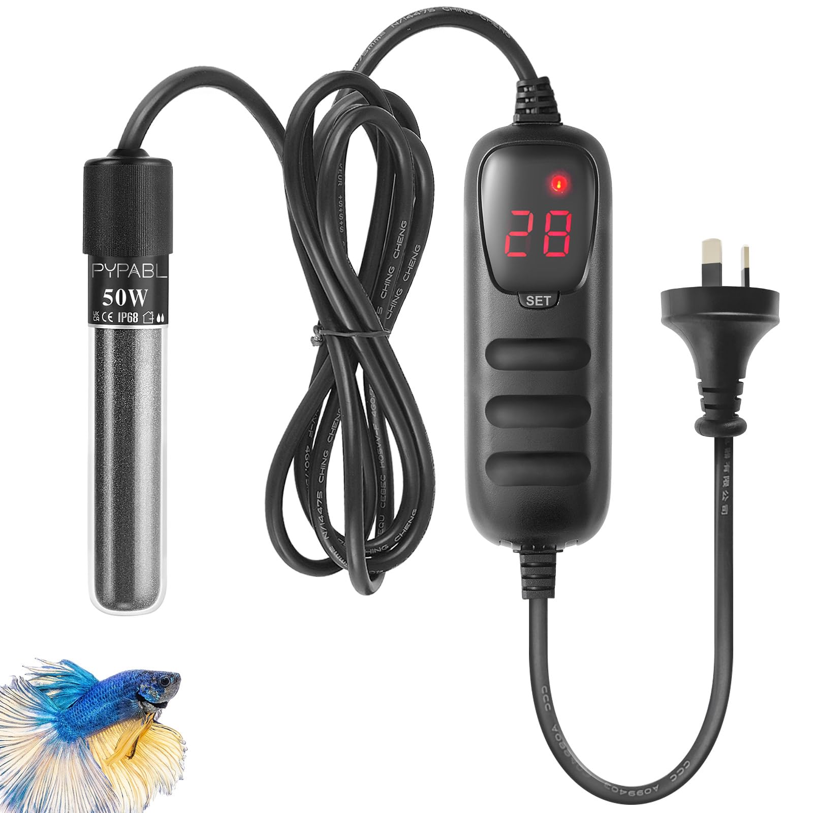 PYPABL Mini Submersible Aquarium Heater, 25W 50W 100W Small Heater for ...