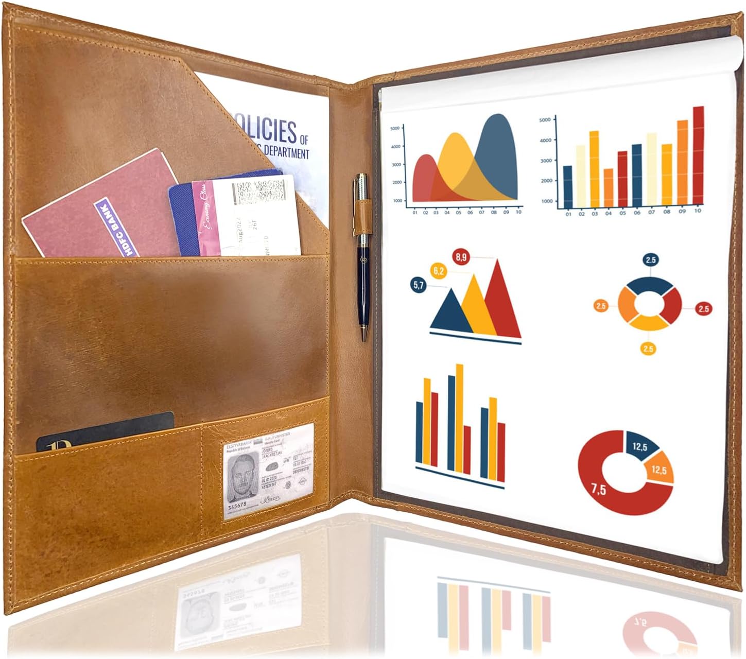 Amazon.com : Leather Padfolio Resume Portfolio File Folder – Interview ...