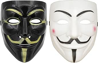 Amazon.com: A9TEN Hacker Mask for Kids, Black & White Anonymous Mask ...