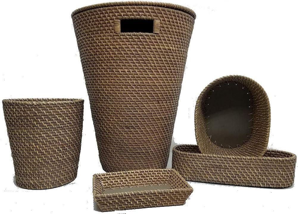 Amazon.com: 5-Piece Hapao Rattan Hamper Set, Gray : Home & Kitchen