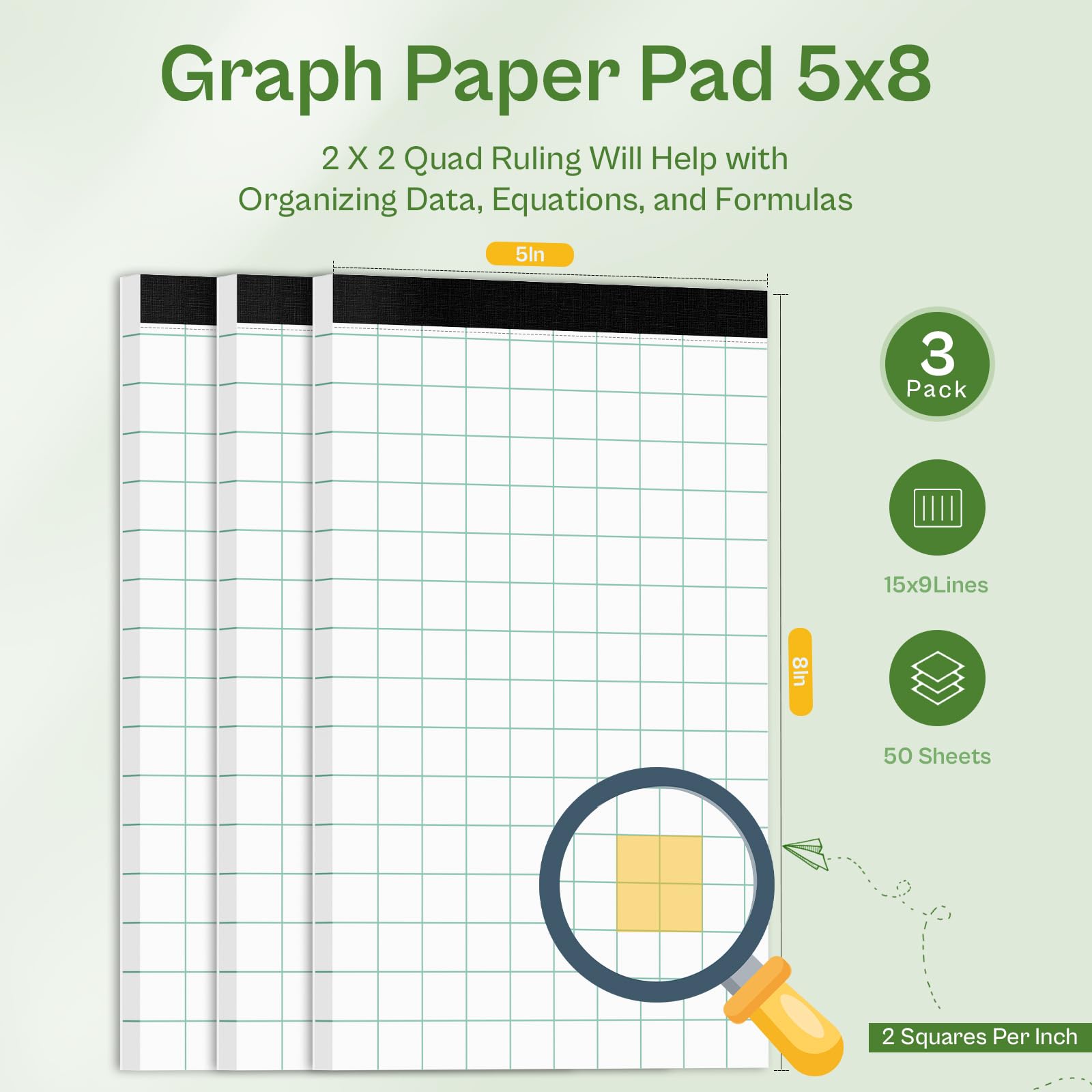 5x8 Grid Paper Pad Grid Paper Pad 5x8 Inches, Graph Paper Pad 4x4, Grid ...