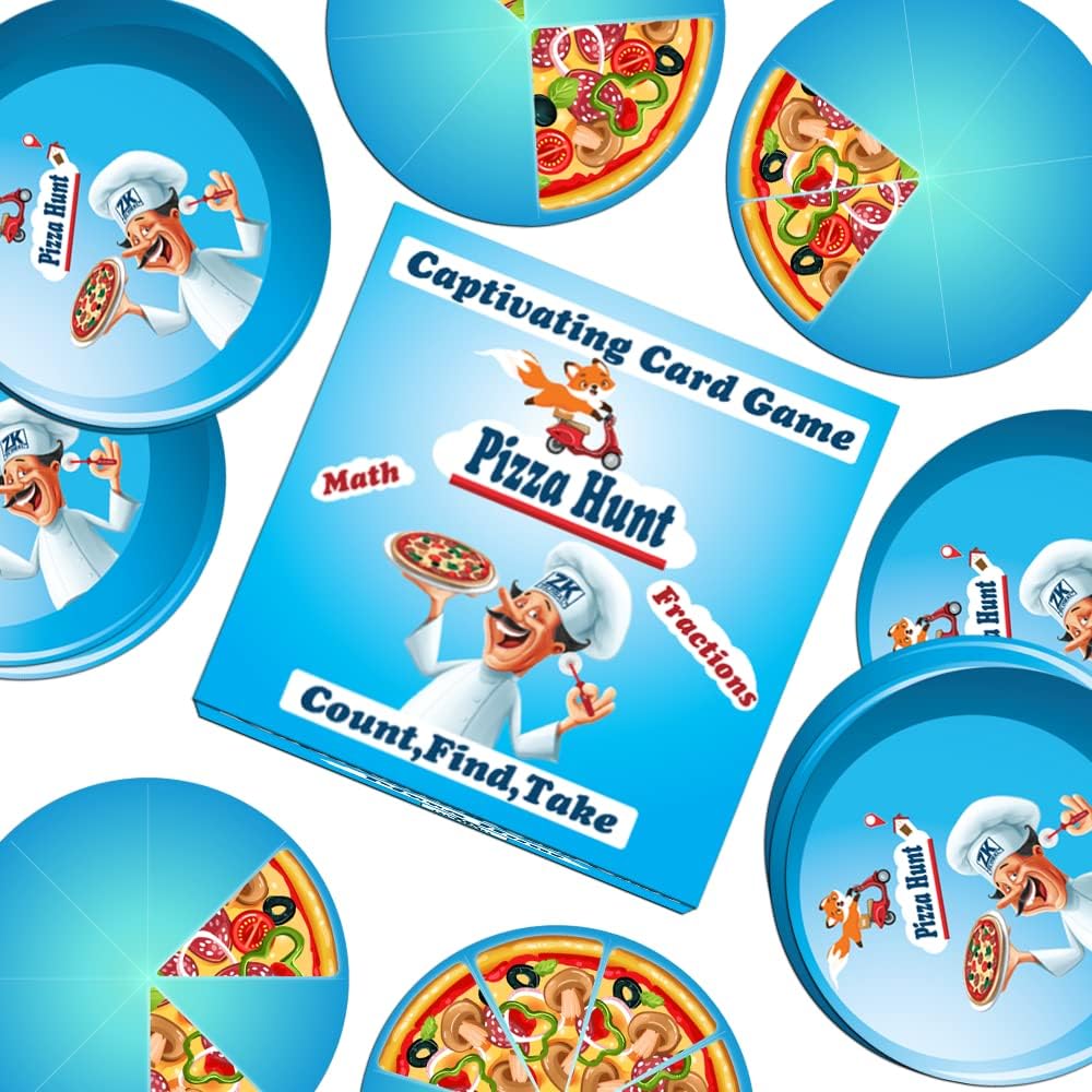 Amazon.com: ZK GLOBAL Pizza Hunt - Classic Card Game to Learn Fractions ...