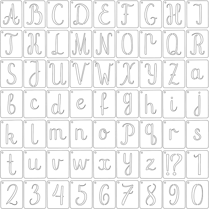Amazon.com: 2 Inch Letter and Number Stencils, 63 Pcs Reusable Plastic ...
