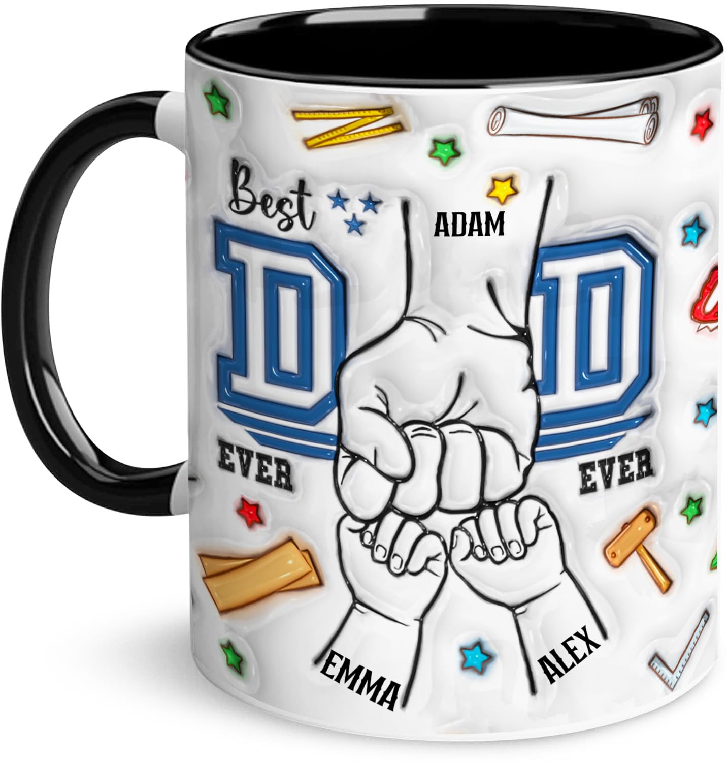 Amazon.com | Custom Best Dad Ever Mug with Kids Names, Coffee Cups for ...