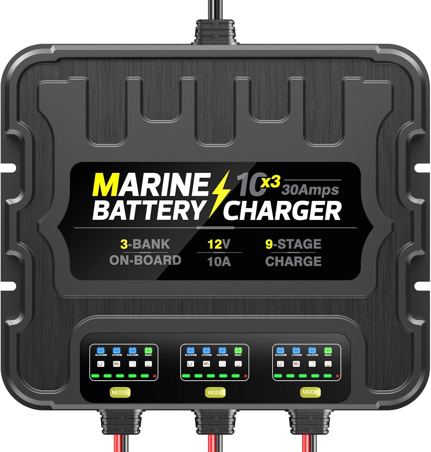 Amazon.com: 3 Bank Marine Battery Charger, 12V 30A (10A/Bank) Smart ...