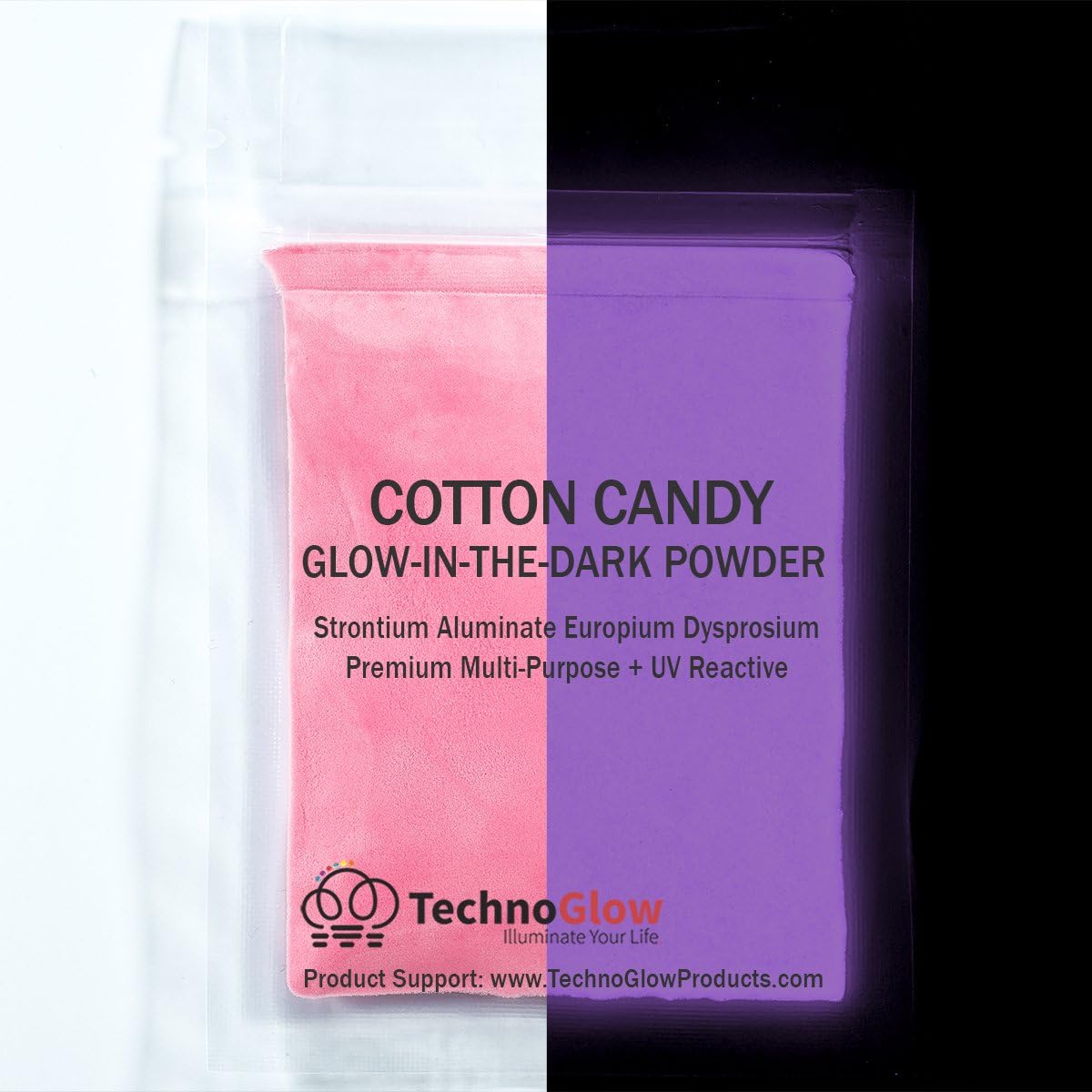 Amazon.com: Techno Glow Cotton Candy Pink Glow in The Dark & UV Powder ...