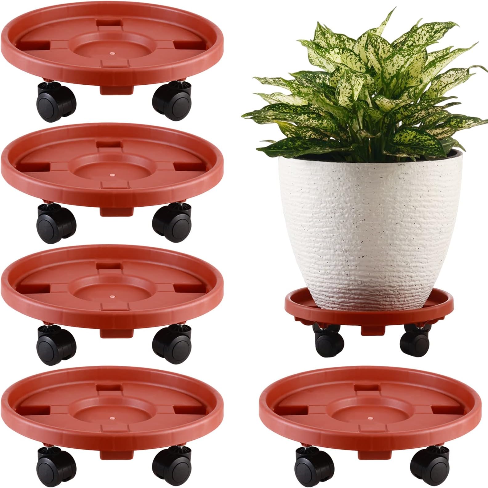 Amazon.com: 5 Packs Large Plant Caddy with Wheels 13" Rolling Plant ...